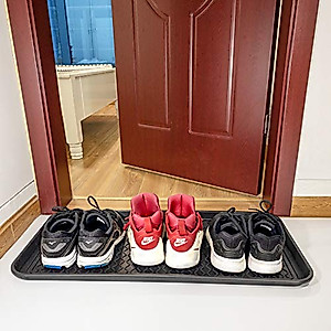 Vramy Multi-Purpose Boot Trays,Set of 2 Black All Weather Heavy Duty Shoe Trays,Pet Feeding Mat,Use for Indoor and Outdoor,30" x 15" x 1.2"