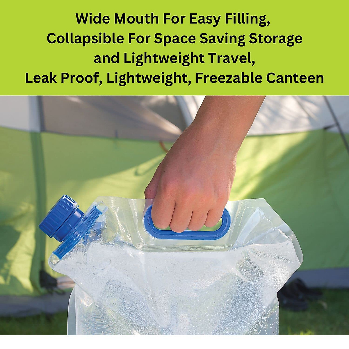 Camping Water Container - 2 Gallon Collapsible Water Container, Water Bags for Camping, Reusable, Emergency Water Jug, Space-Saving, Perfect for Home, Travel, Survival - Portable Water Container