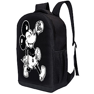 Disney Mickey Mouse Black Backpack for Kids and Adults - 17 Inch Air Mesh Padded Knapsack for School and Travel (Red)