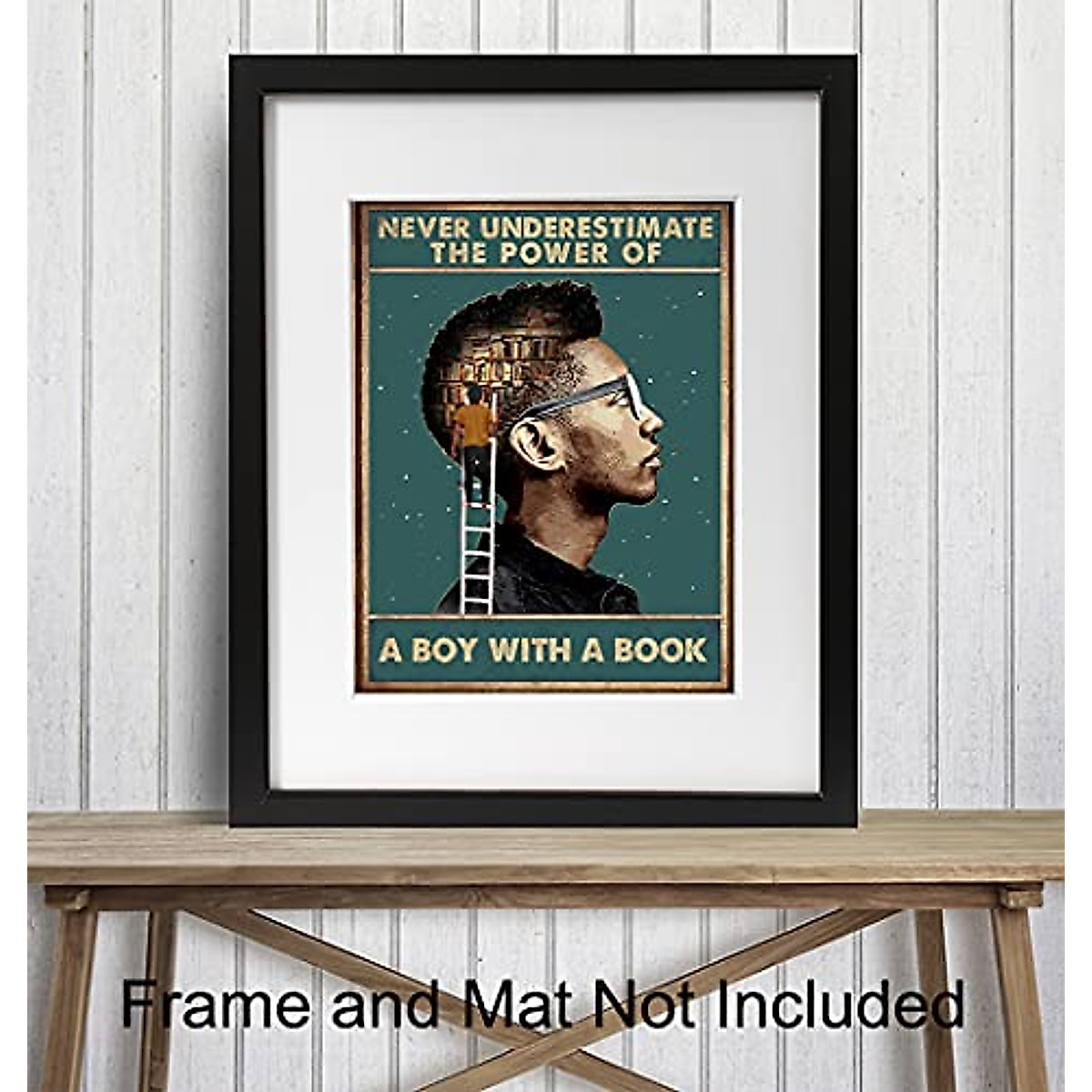 Black African American Wall Art - Inspirational Motivational Classroom Decor - Black Culture Poster - African American Man, Men, Boys, Son - Teacher Gifts - Positive Quotes - Black Pride