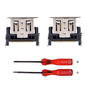Rinbers Pack of 2 HDMI Port Display Socket Interface Connector Replacement for Sony Playstation 5 PS5 Console with Tool Kit