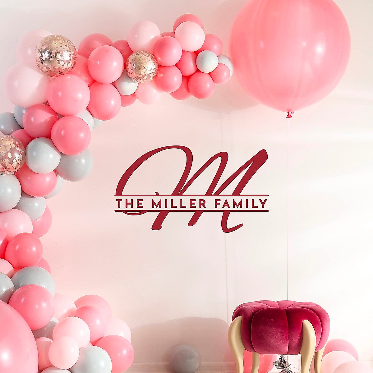 Personalized Initial Name Vinyl Wall Sticker for Room Decor - 18 Vinyl Color 4 Font - Custom Family Name Vinyl for Decoration - Customized Decal for Door Bedroom Nursery Kithcen Art for Kids Women C1