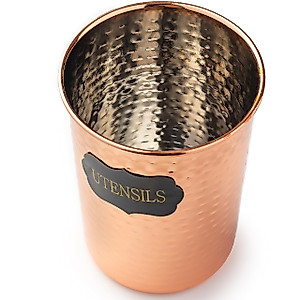 Moscow-Mix Kitchen Utensil Holder Caddy - Kitchen Utensils Accessories Tools Cutlery Spoon Set Holder Organizer Caddy - Copper Plated Stainless Steel Hand Hammered Caddy