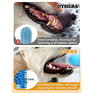 MEWTOGO Dog Toothbrush - Finger Toothbrush for Medium Large Dogs, 360° Food Grade Silicone Dog Tooth Brushing Kit with Storage Box for Dog Teeth Cleaning Dental Care, 6 Pcs