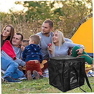 Zerodeko Cooler Box Food Carrying Bag Food Warmer Bag Heated Pizza Bags Food Bag Portable Cooler with Lid Insulated Bags for Foldable Grocery Bags Grocery Shopping Bag Aluminum Film Black