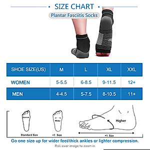 Plantar Fasciitis Socks Womens, Ankle Compression Socks Arch Support Socks for Heel Pain Relief, Boost Blood Circulation, Relieve Arch Pain, Heel Compression Sleeve Reduce Foot Swelling, Black XL