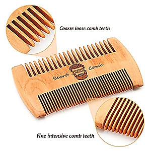 Wooden Beard Comb Kit, 2 Pieces Brown Christmas Deer Design Pocket Comb, Handmade Combs with Durable Case Gifts for Men, Customized Gifts for Dad Mustache Care, Beard Care & Hair Grooming (2 Packs Deer)