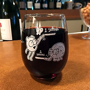 The Awkward Yeti Heart and Brain Wine Funny Serving Size Stemless Wine/Sangria/Cold Brew/Mixed Drink Glass