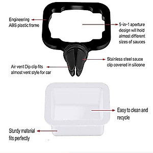 Lufapeach 4 PCS Car Sauce Holder Vent Dip Clip for Sauce Mini Sauce Holder Removable Dipping Sauces Holder Dipping Dish Container for Car Vent (Black)