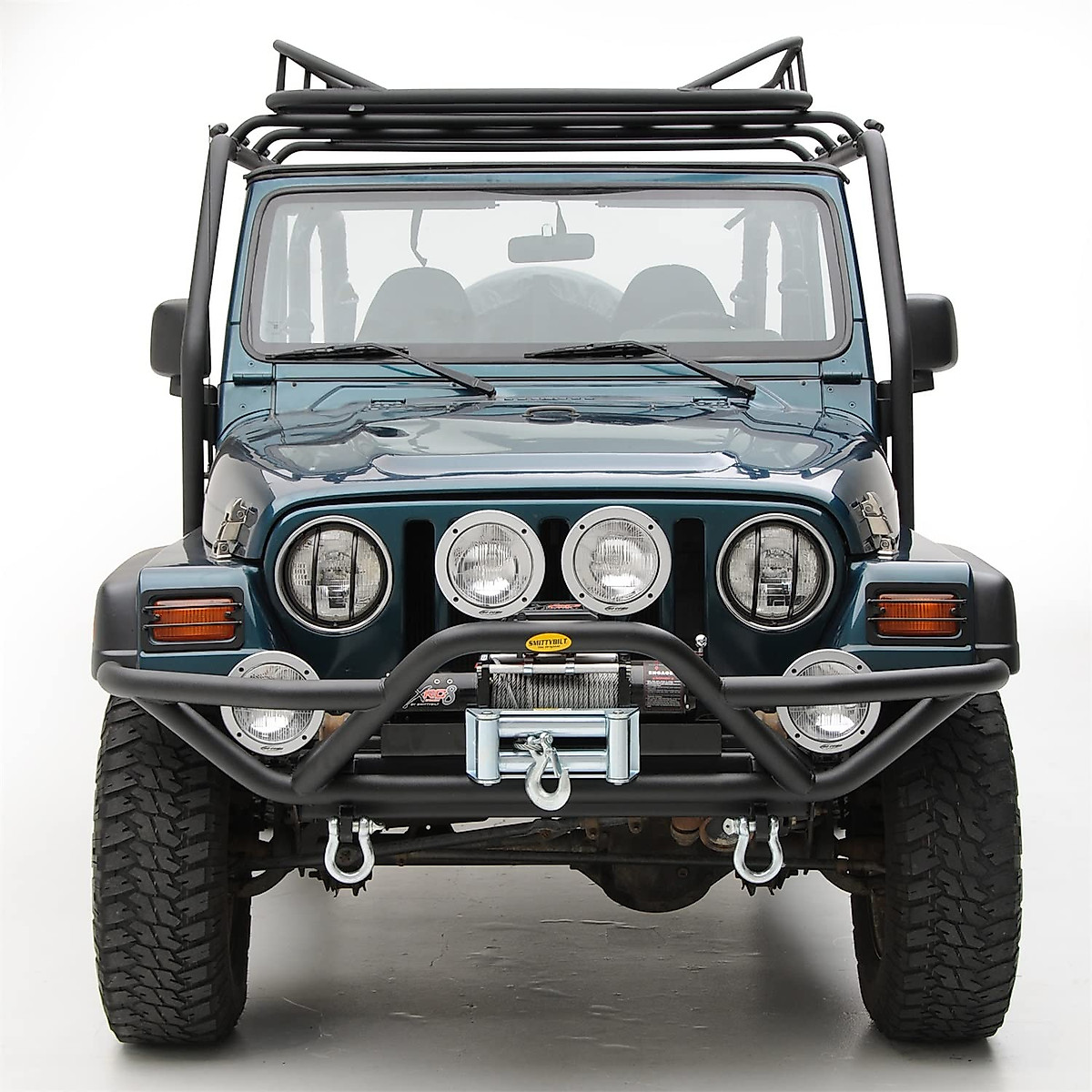 Smittybilt SRC Front Grille Guard Bumper with D-ring Mounts (Black) - 76721