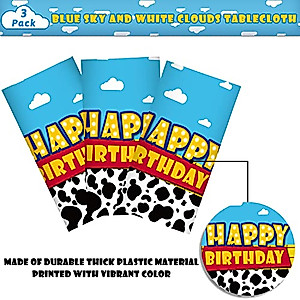 Cartoon Story Backdrop Birthday Party Supplies & 3 Pack Cartoon Story Birthday Tablecloth