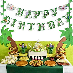 SUNBEAUTY Spring Happy Birthday Banner Green Spring Butterfly Flowers Banner Summer Spring Butterfly Birthday Party Decorations | Pre-Strung