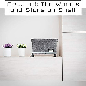 Premium Collapsible File Storage Organizer With Dolly Wheels | Office Hanging File Box | Smooth Sliding Rail | Fits Letter/Legal | Charcoal | 1 Pack