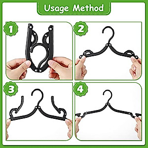 Folding Travel Hangers Foldable with Clips Folding Clothes Hangers Portable Foldable Hangers Collapsible Coat Hanger Travel Drying Rack for Clothes (Black, 12 Pieces)