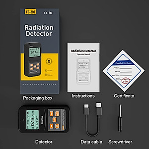 Geiger Counter Nuclear Radiation Detector Dosage Alarm Professional High Accuracy Radioactive Detector Meter Beta Gamma X Ray Data Tester Marble Dosimeter (Black)