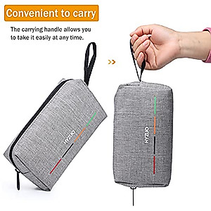 HYZUO Portable Organizer Laptop Electronics Accessories Pouch Bag Storage Carrying Case for Adapter Cables Cellphone Charger Mouse Power Bank Cords Earbuds SSD HDD, Light Gray(Color bar)