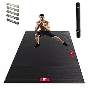HAPBEAR Extra Large Exercise Mat-9'x6'x8mm(1/3 inch), Non-Slip, Ultra Durable, Thick Workout Mats for Home Gym Flooring Cardio, Yoga Mats for Fitness, High-Density Exercise Mat, Shoes-Friendly