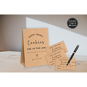 Guess How Many Cookies Baby Shower Game,baby shower themes,Neutral Baby Shower Decoration,Birthday Party Game,Bridal Shower Game,Wedding Shower Game,1 Kraft Sign & 50 Kraft Guessing Cards Set-A25