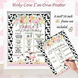 Fiesec Holy Cow I'm One Birthday Decorations, Cow First Birthday Party Supplies Girl, Cow Print 1st Decorations, 1st Birthday Girl Decorations