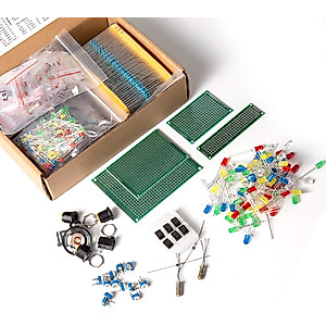 Mega Electronic Component Kit Assortment, Capacitors, Resistors, LED, Transistors, Diodes, 1n270 Germanium, DC Jacks, opamp, PCB, Speaker, 1900 pcs