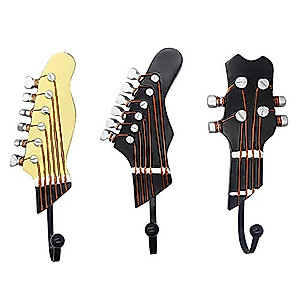 MAIPAY Gifts for Music Lovers, Guitar Music Decor, Music Decorations for Home, Decorative Hooks for Wall Hanging Clothes Coats Towels Keys Hats, Wall Mounted Heavy Duty (3-Pack)