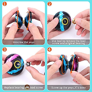 JOLESHARE Professional Unresponsive Yoyo for Pros and Responsive Yoyos for Kids Beginners, Package Includes Replaceable Responsive Bearings, yo-yo Gloves, and 5 yo-yo Cords(Red Black Blue)