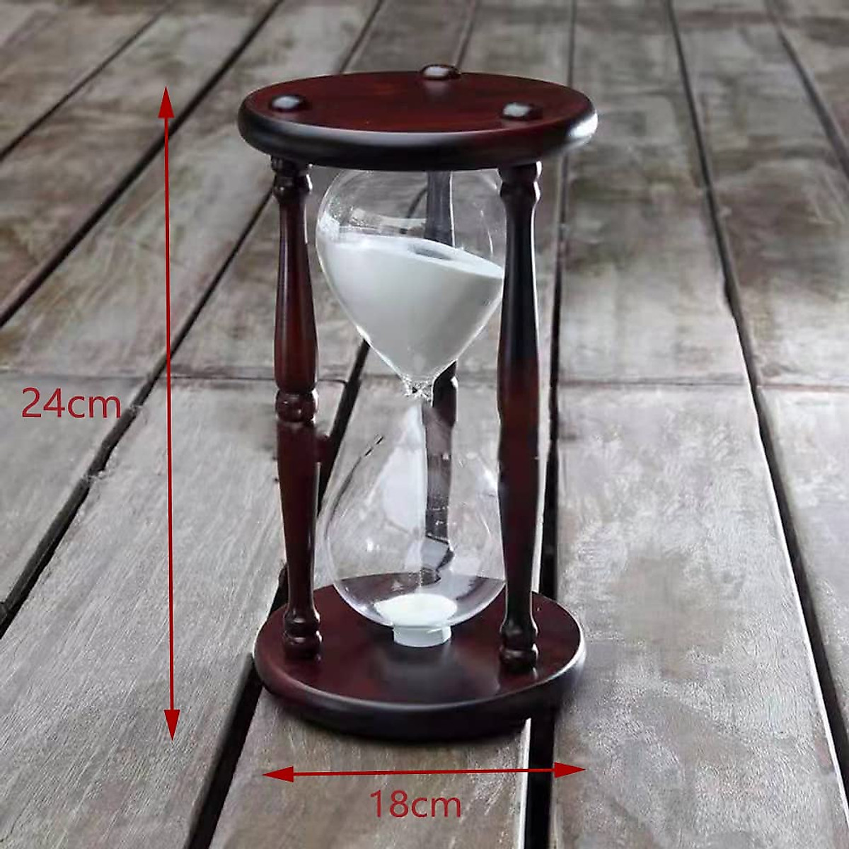 BAWAQAF Sandglass,Wooden Hourglass,Sturdy Frame Structure Hourglass,60-Minute Timer Hourglass,Home Office Desktop Decoration Hourglass,Clear,transparent