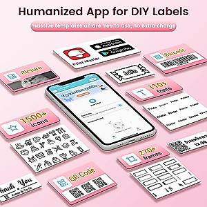 Vixic Label Maker Machine with Tape, M960 Mini Bluetooth Label Printer Inkless Label Sticker Makers Portable Handheld Labeler with Multi-Templates Font&Icon, Rechargeable for Office Home Organizing