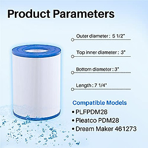 TOREAD PDM28 Spa Filter Replaces Aquarest Dream Maker 461273 Hot Tub Filter 2PACK
