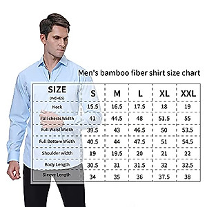 Damipow Mens Dress Shirts Wrinkle Free Bamboo Fiber Long Sleeve Casual Button Down Shirt(Oliven,L)