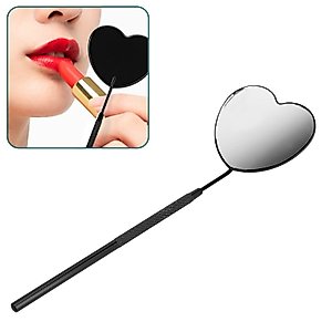 Lash Mirror, Detachable Heart Shape Eyelash Mirror with Knurled Handle, 45° Angle Design Hand Mirror, for Eyelash Extension, Lipstick and Mascara Applying, Eyeliner Drawing