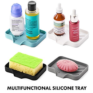 Silicone Soap Dish & Kitchen soap Tray - Self draining soap Dish, Soap Dish Shower | Silicone soap Holder | Soap Holder for Kitchen Sink | Small soap Dish - Durable Rubber Soap Dish with Drainage