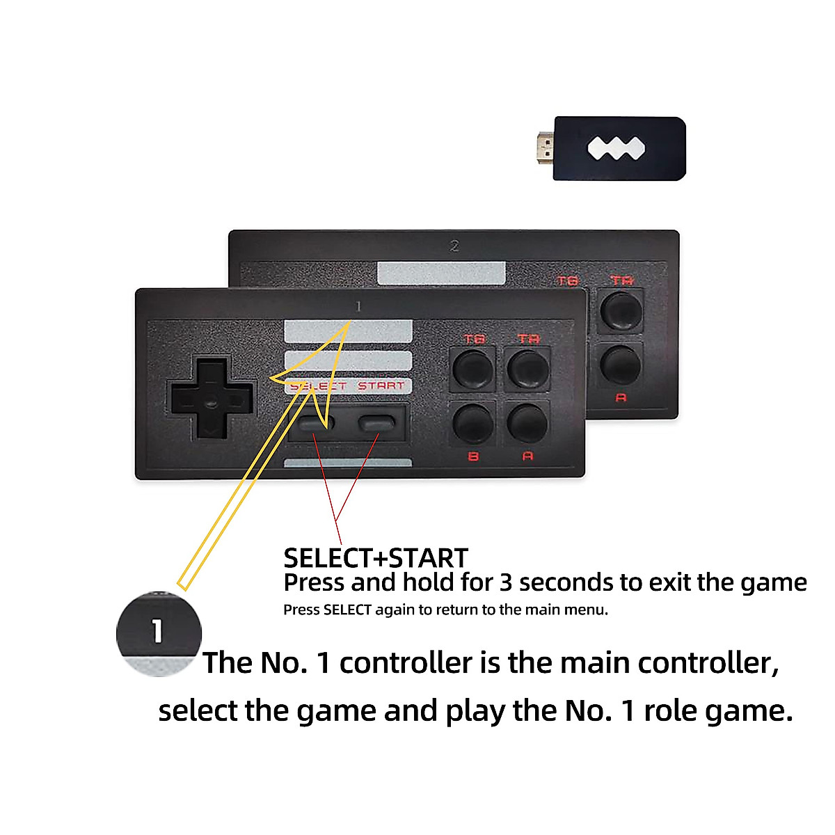 Wireless retro video game console, Plug and Play Video Game TV Stick 4K Built-in 10000+ nostalgia stick classic games system,with Dual 2.4g wireless controller gamepad, HD output games tv stick