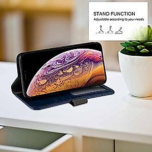 MILEGAO Case for Samsung Galaxy S9 Plus, Magnetic PU Leather Wallet-Style Business Phone Case,Fashion Flip Case with Card Slot and Kickstand for Samsung Galaxy S9 Plus 6.2 inches-Blue