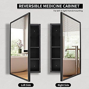 Movo 20 inch x 26 inch Medicine Cabinet Mirror,Black Mirror Medicine cabinets for Bathroom, Recessed or Surface Mount Bathroom Medicine Cabinet with Beveled Mirror