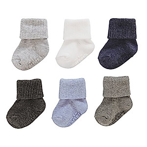 Carter's Boys' Baby Socks with Non-Skid Grippers, Grey, 3-12 Months