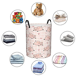 Cute Cartoon Bee and Flower Collapsible Laundry Basket with Handle Waterproof Hamper Storage Organizer Large Bins for Dirty Clothes Medium