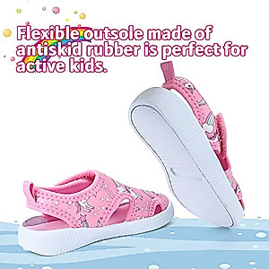 tombik Toddler Water Shoes Girls Breathable Walking Sandals for Beach, Pool, Swim Pink/Unicorn 6 US Toddler