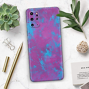 DesignSkinz Purple and Blue Paintburst Protective Vinyl Decal Wrap Skin Cover Compatible with The Samsung Galaxy S20 (Screen Trim & Back Glass Skin)