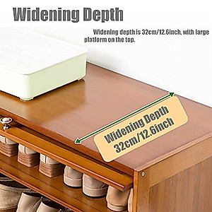 DYRABREST 10-Tier Shoe Organizer Cabinet with Cover Wood Shoe Cabinet Shoe Rack Tiered Storage with Sophisticated Handle and Extra Storage Platform for Home (10-Tier 70cm)