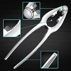 13 Pieces Crab Leg Crackers Set Including 4 Nut Crackers, 4 Lobster Shell Forks, 4 Stainless Steel Forks and 1 Portable Bag, Crab Crackers and Tools, Dishwasher Safe