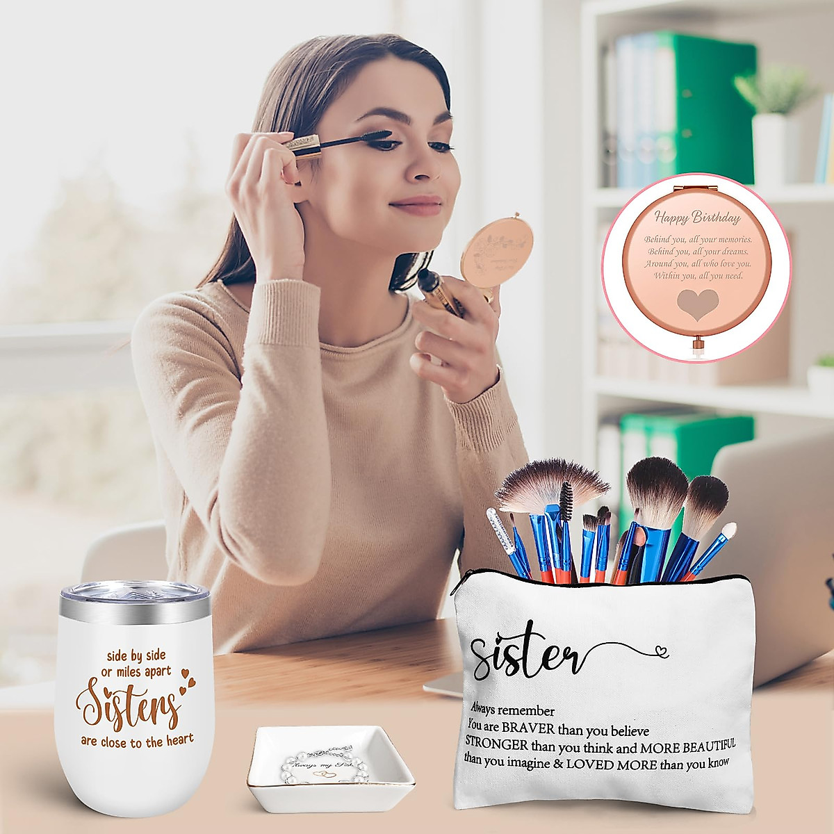 Sister Birthday Gifts - Sister Gifts from Sisters - 9 Pieces Birthday Gifts for Sister - Big Sister Gifts - Unique Gift Baskets for Sisters, Gifts for Sister Mothers Day, Sister Birthday Gifts Ideas