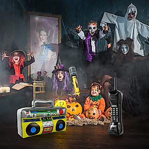 ONLYFU Inflatable Radio Boombox Inflatable Microphones Mobile Phone Props for 80s 90s Party Decorations, Hip Hop Theme Birthday Party Supplies 3pcs Inflatable Props