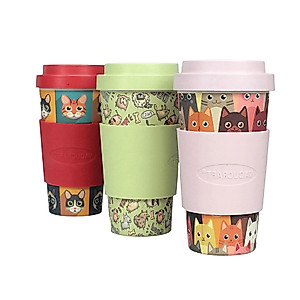 Vacucraft Bamboo Fiber Coffee & Tea Cup Animal Collection CAT (Red)