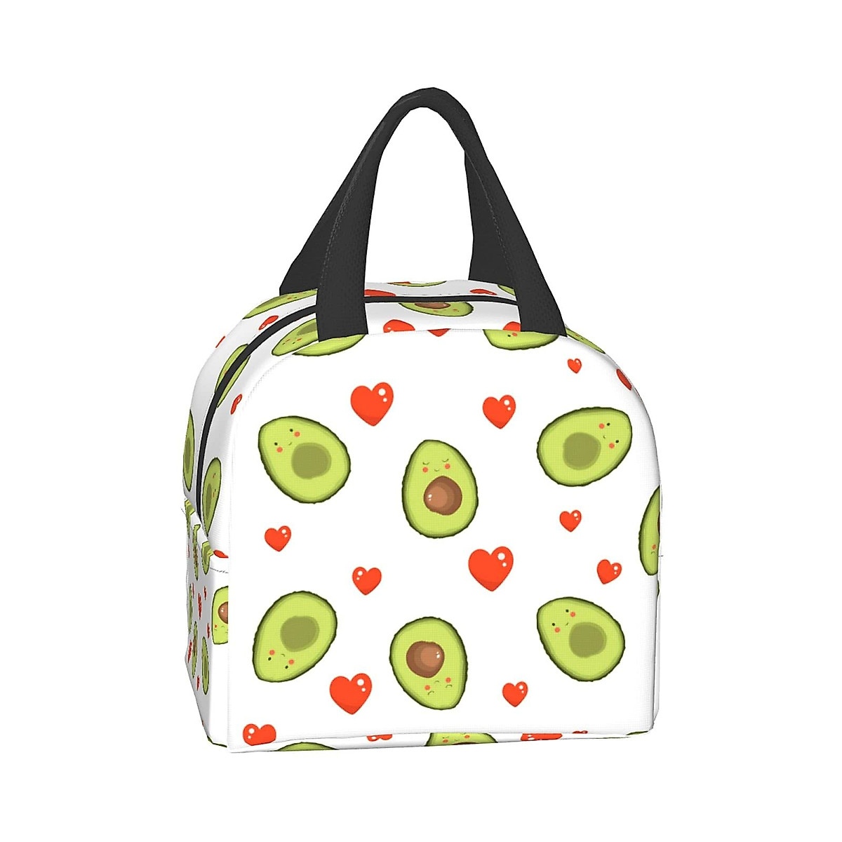 Avocado Heart Kawaii Lunch Box Travel Bag Picnic Bags Insulated Durable Shopping Bag Back To School Reusable Waterproof Bags For Man Woman Girls Boys