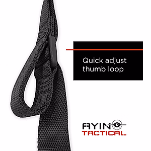 Two Point Sling with Push Attachment, Quick Thumb Loop Adjustment, and Sling Swivels - Color Options Available | AYIN (Black)
