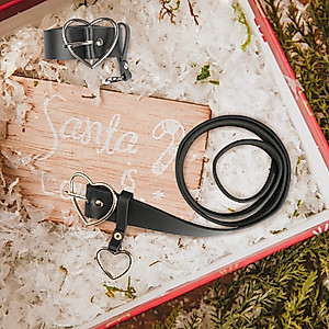 TXIN Heart-shaped Wide Black Belt with Silver Metal Buckle for Women Girls Students Jeans Shorts Ladies Dress