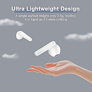 Gunatagy Wireless Earbuds, Bluetooth Headphones with Microphone for iPhone and Android, 360H Standby Time with LED Battery Display Charging Case, in Ear Earbuds for Cell Phones, Computer, PC, Sports