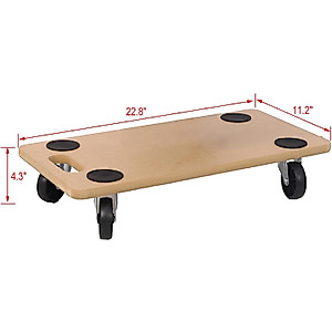 Furniture Moving Dolly, Heavy Duty Wood Rolling Mover with Wheels for Piano Couch Fridge Heavy Items, Securely Holds 500 Lbs (2pcs 22.8" x11.2" Platform)
