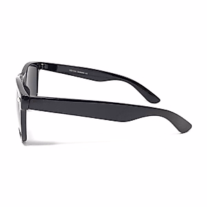 My Shades - Retro 80's Classic Rectangle Sunglasses (Black, Super Dark)